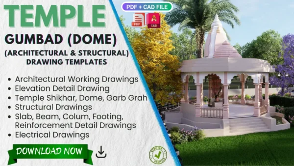 Mandir/Temple Detail Drawing - (CAD + PDF)