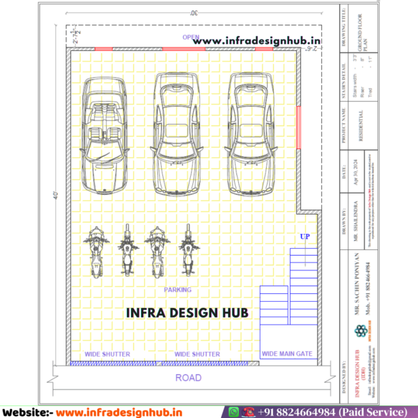 30x40 Sqft Floor Plan - (PDF + CAD)
